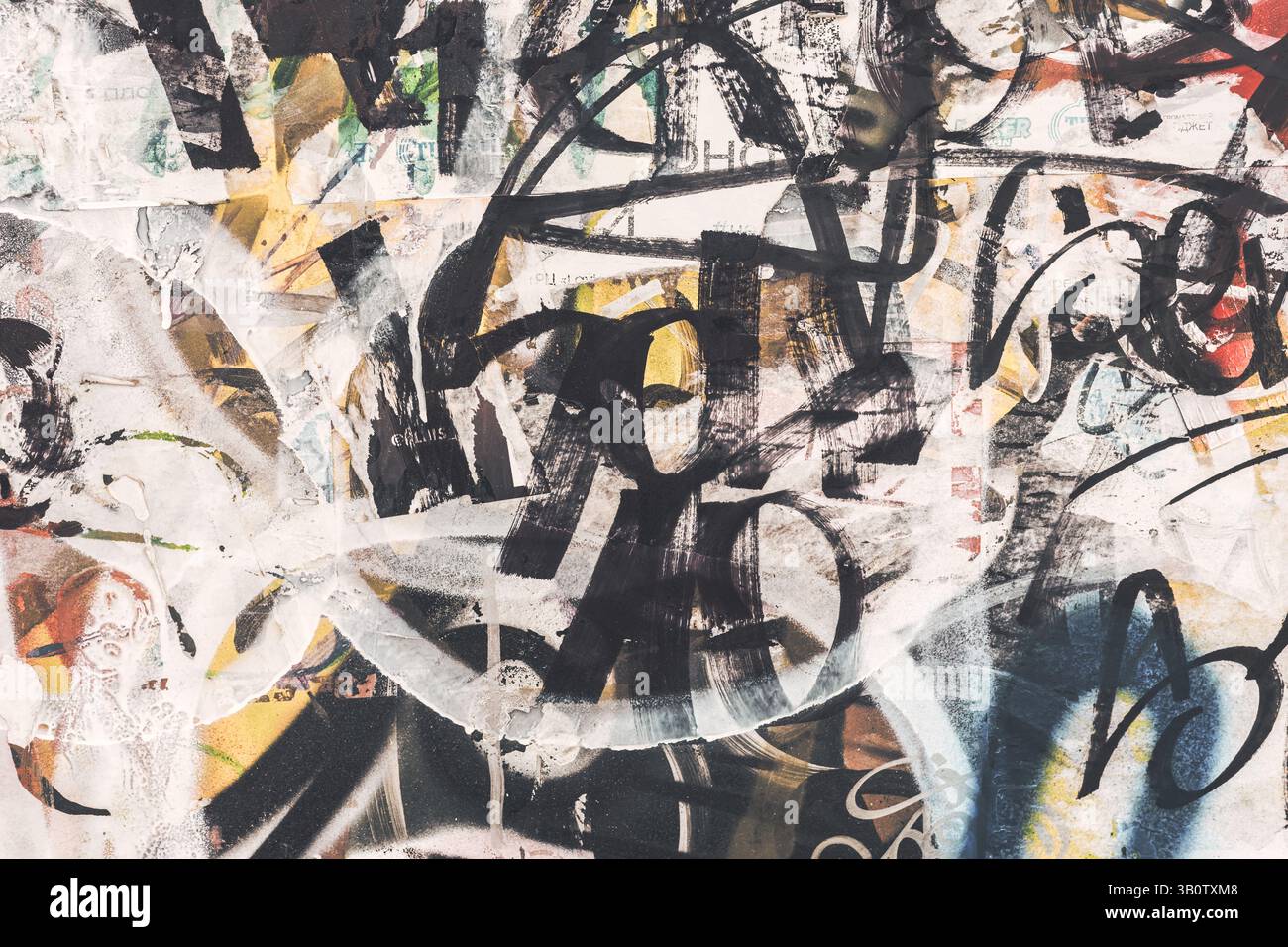 Layered graffiti art on a textured torn paper background Striking ...