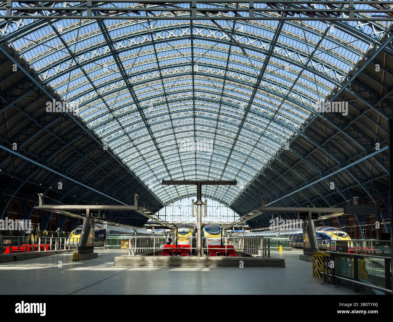 London, UK - April 2, 2025; Eurostar international train terminus at St ...