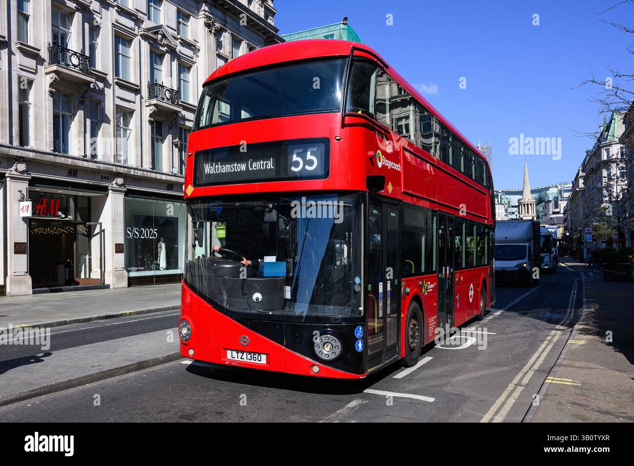 London, UK - April 2, 2025; London New Routemaster red double decker ...