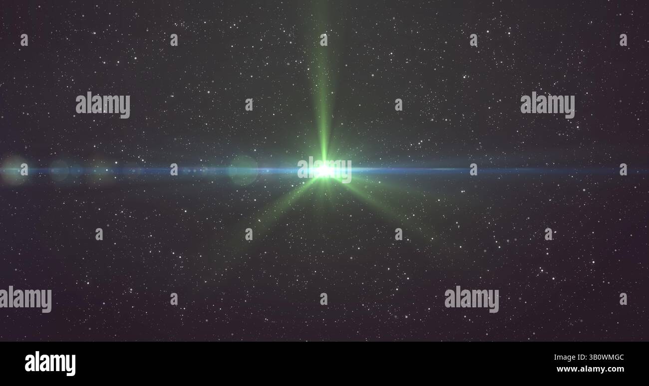Image of glowing lights over night sky with stars Stock Photo - Alamy
