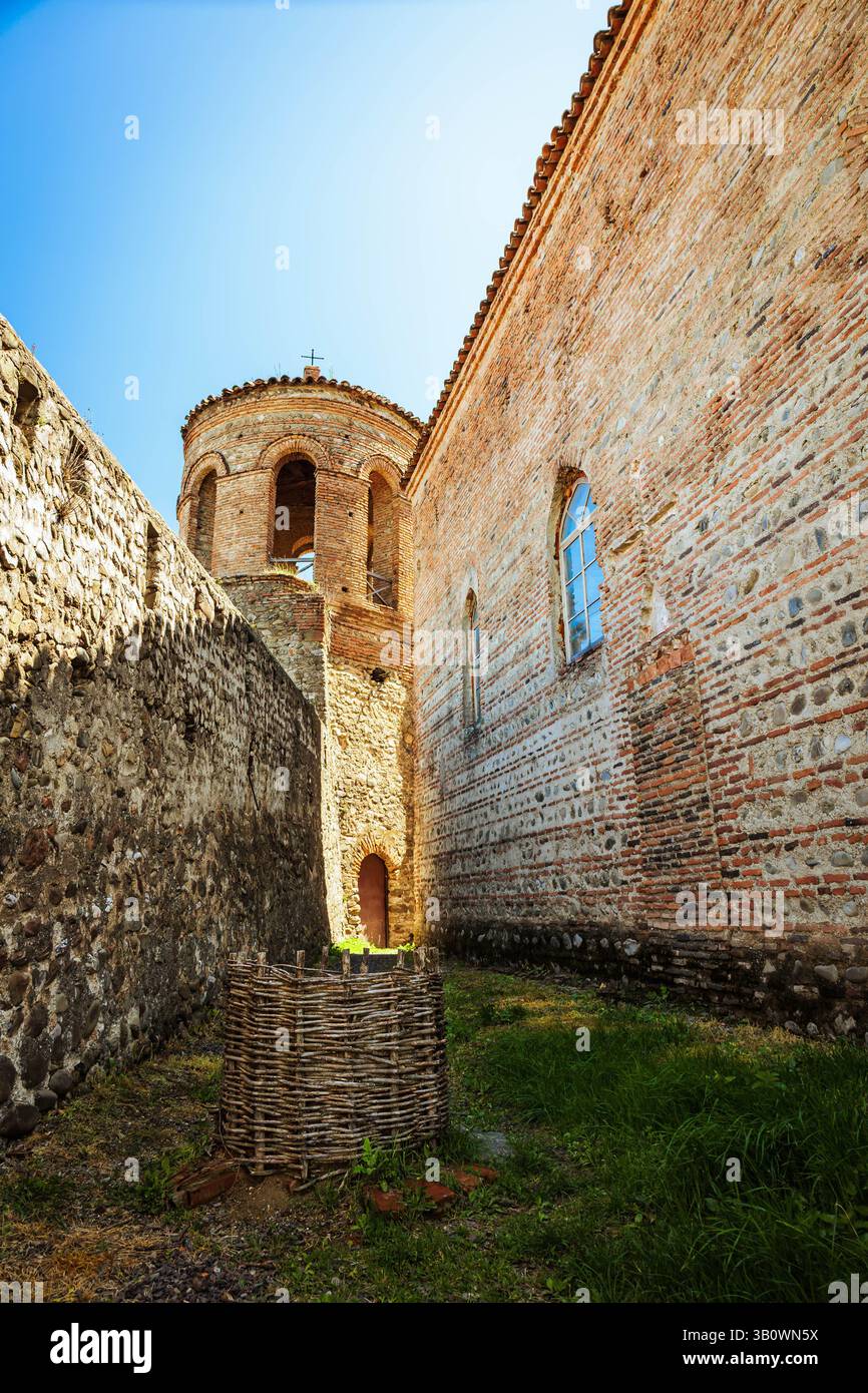 Historic Georgian church architecture with stone and brick walls ...