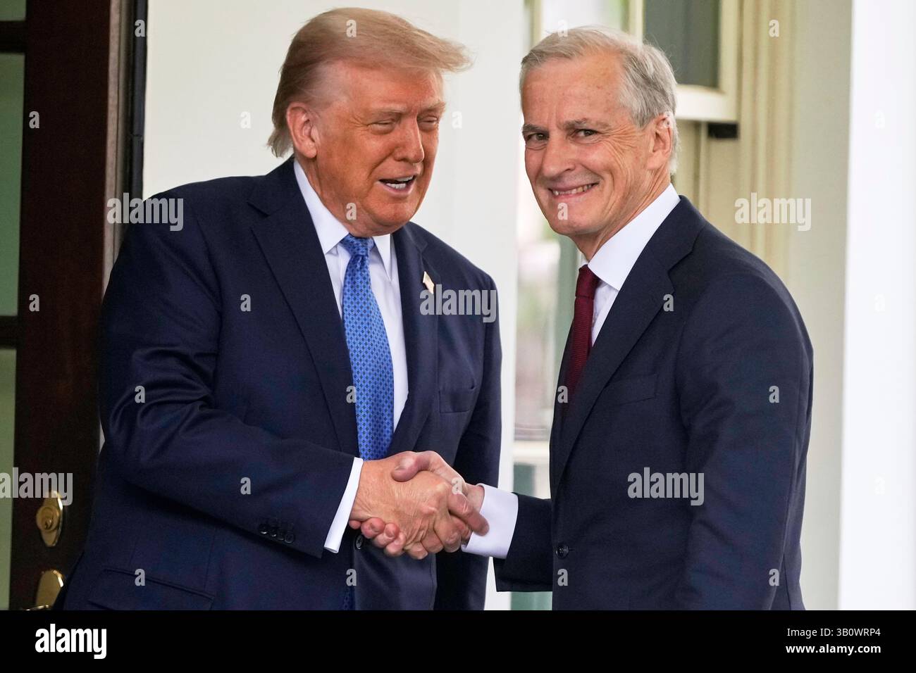 Norwegian Prime Minister Jonas Gahr Støre is greeted by President ...
