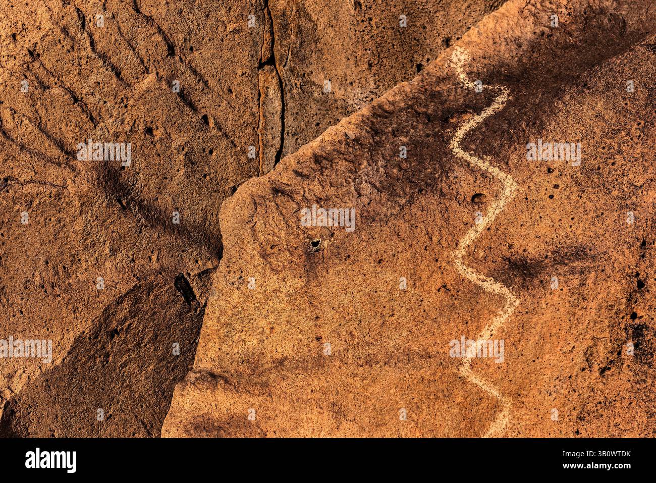 Native American rock art petroglyph depicting snake, Santa Fe, New ...