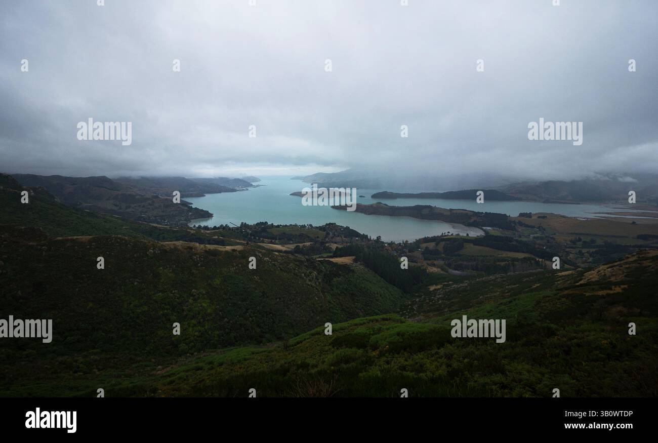 Lyttelton Harbour Whakaraupo inlet lake bay with Quail Island Otamahua ...