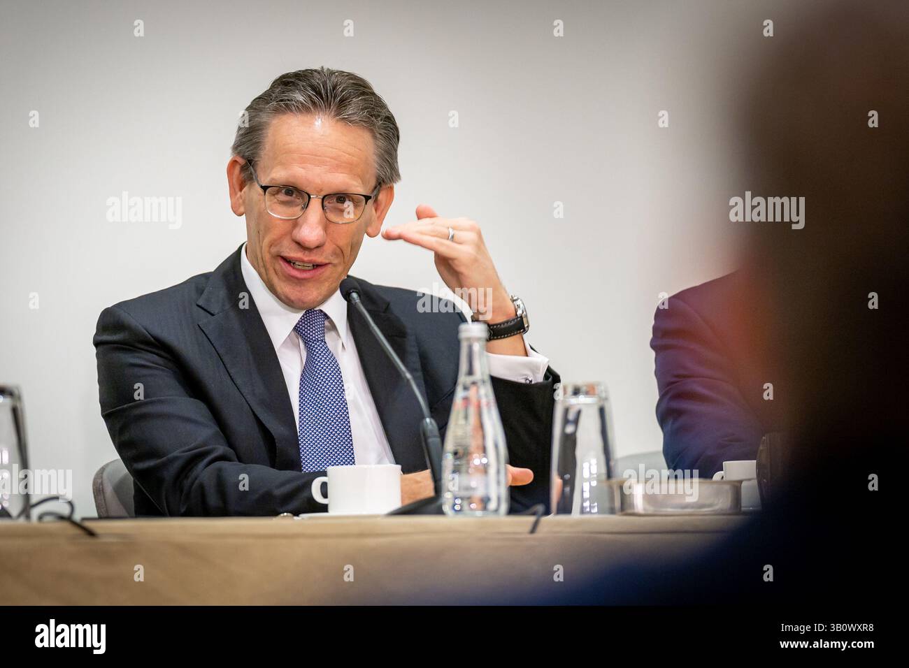 Joerg Kukies, Federal Minister of Finance, speaks to the media at the ...