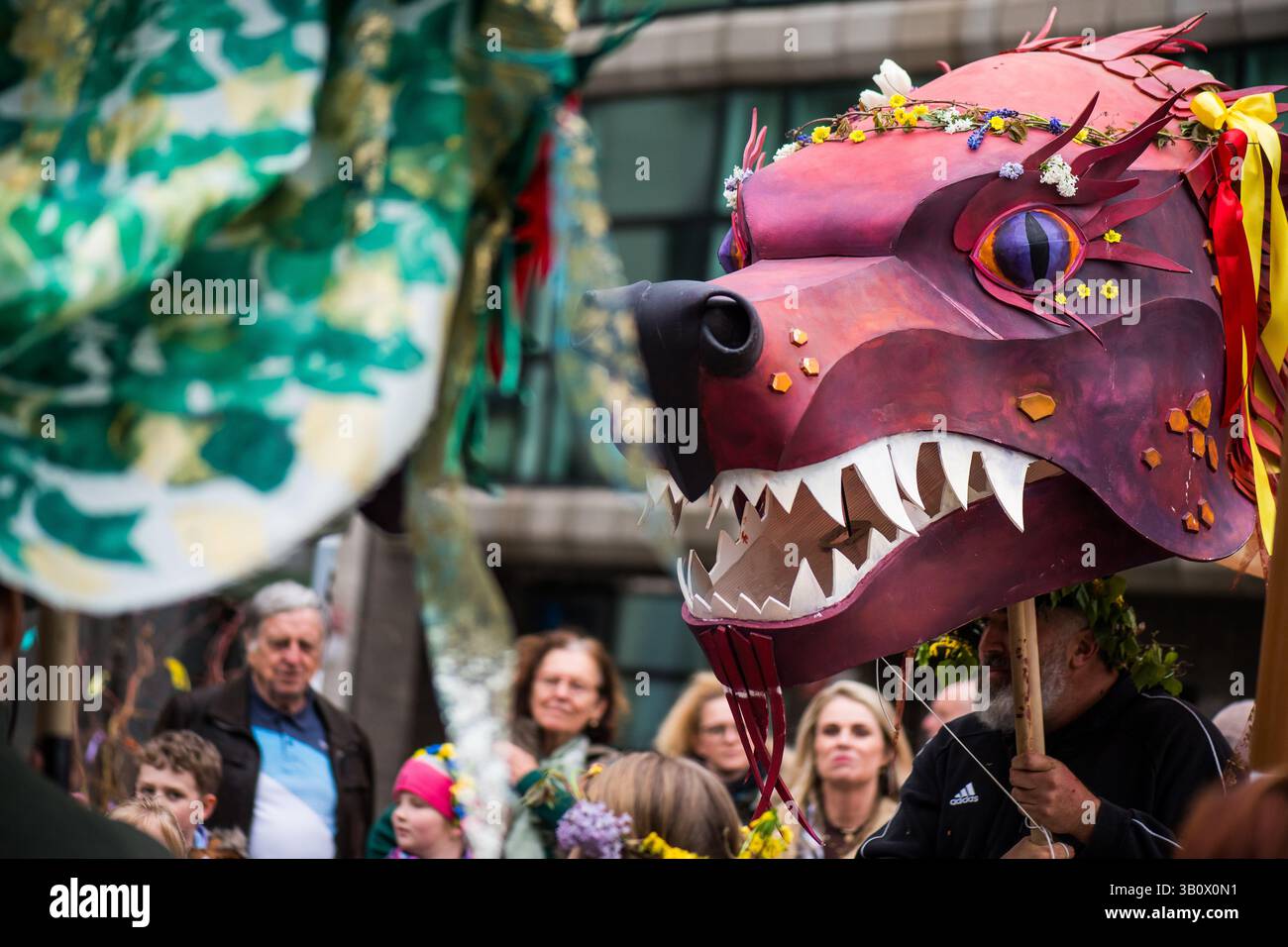 Budweis, Czech Republic. 24th Apr, 2025. A parade with puppets of two ...