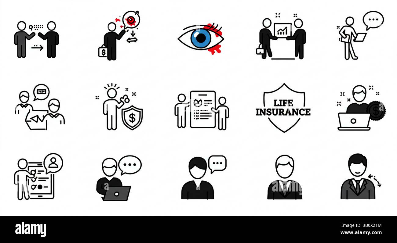 Business Communication and Professional Interaction Icon Set – Teamwork ...