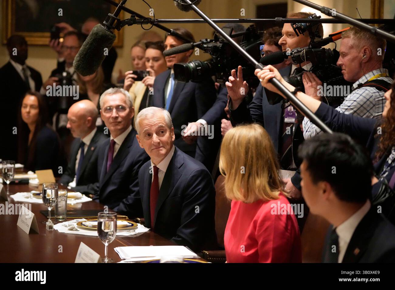 Norwegian Prime Minister Jonas Gahr Støre attends a bilateral luncheon ...