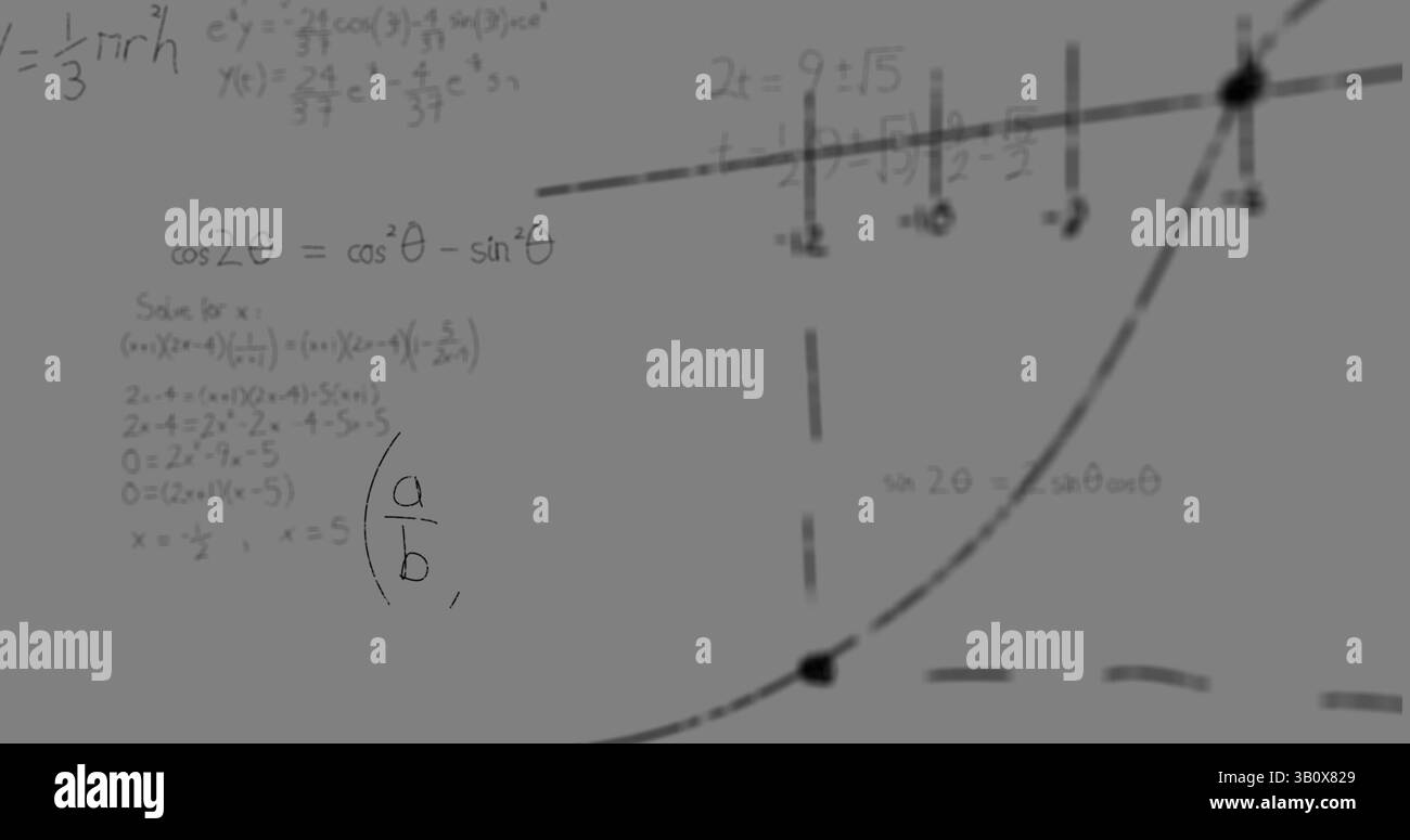 Image of math graps and data over grey background Stock Photo - Alamy