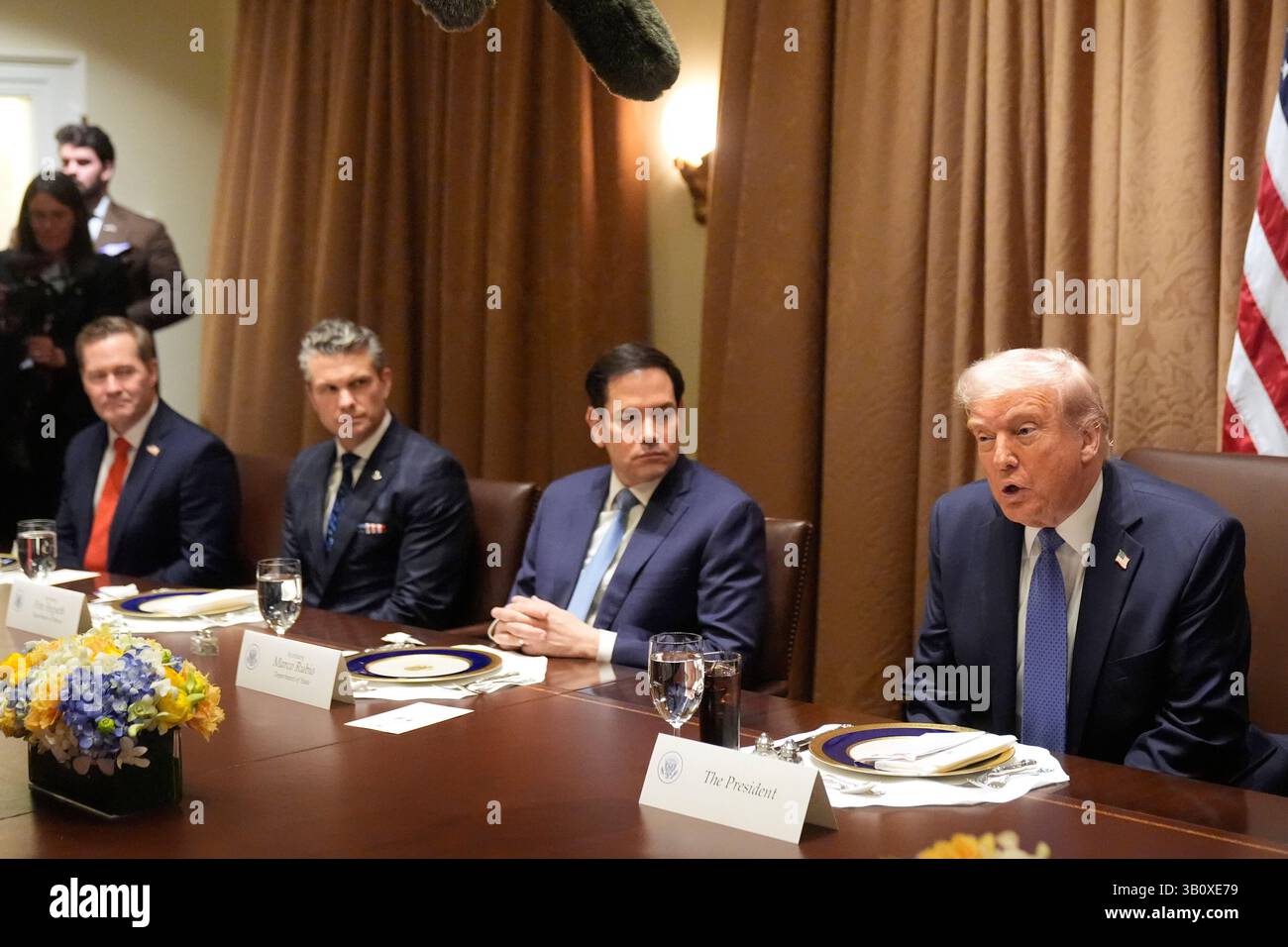 President Donald Trump speaks during a bilateral luncheon with ...