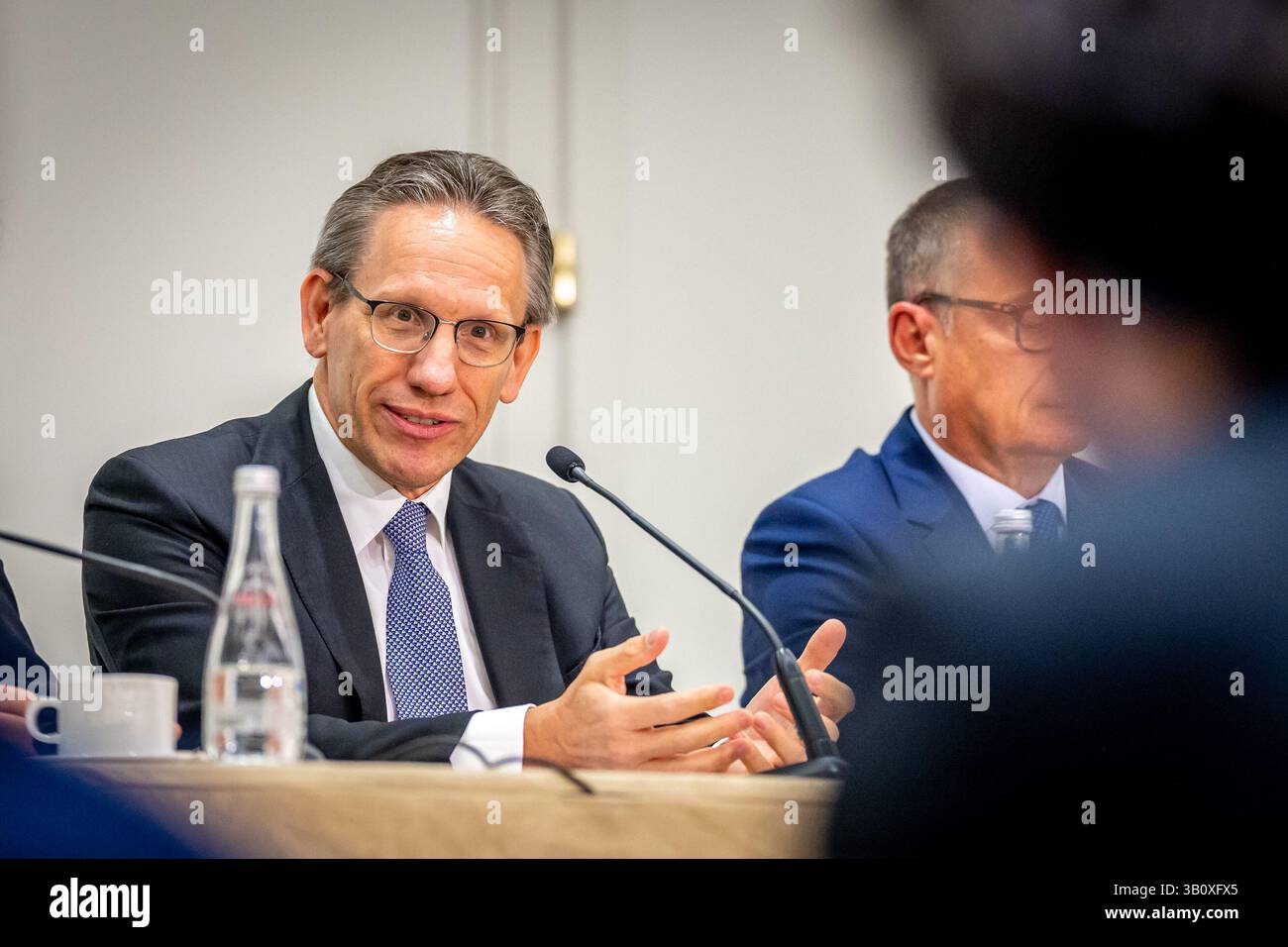 Joerg Kukies, Federal Minister of Finance, speaks to the media at the ...