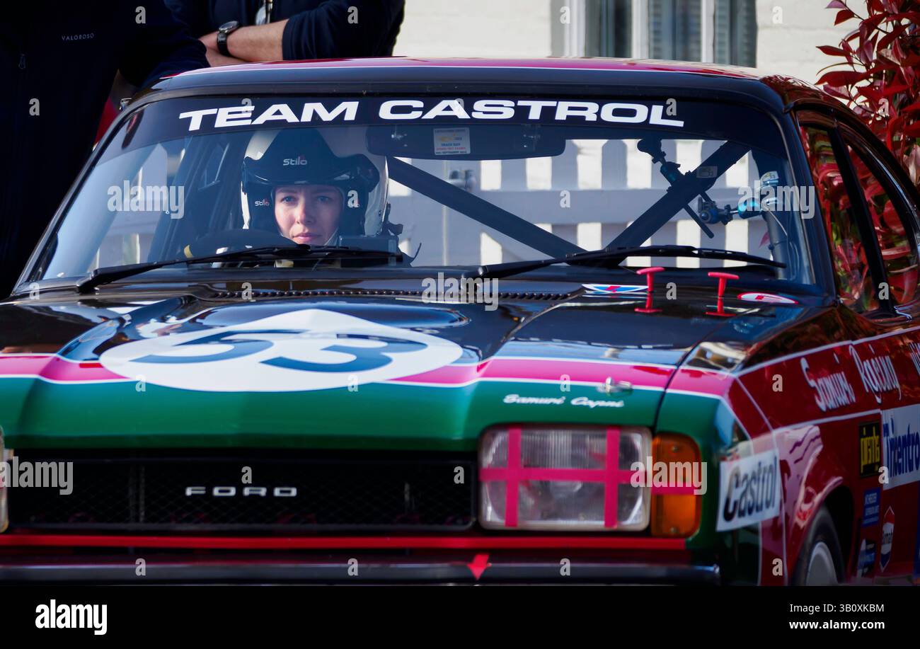 Female racing driver Alice Locke in a 1977 Ford Capri II 3.0S, 82 ...