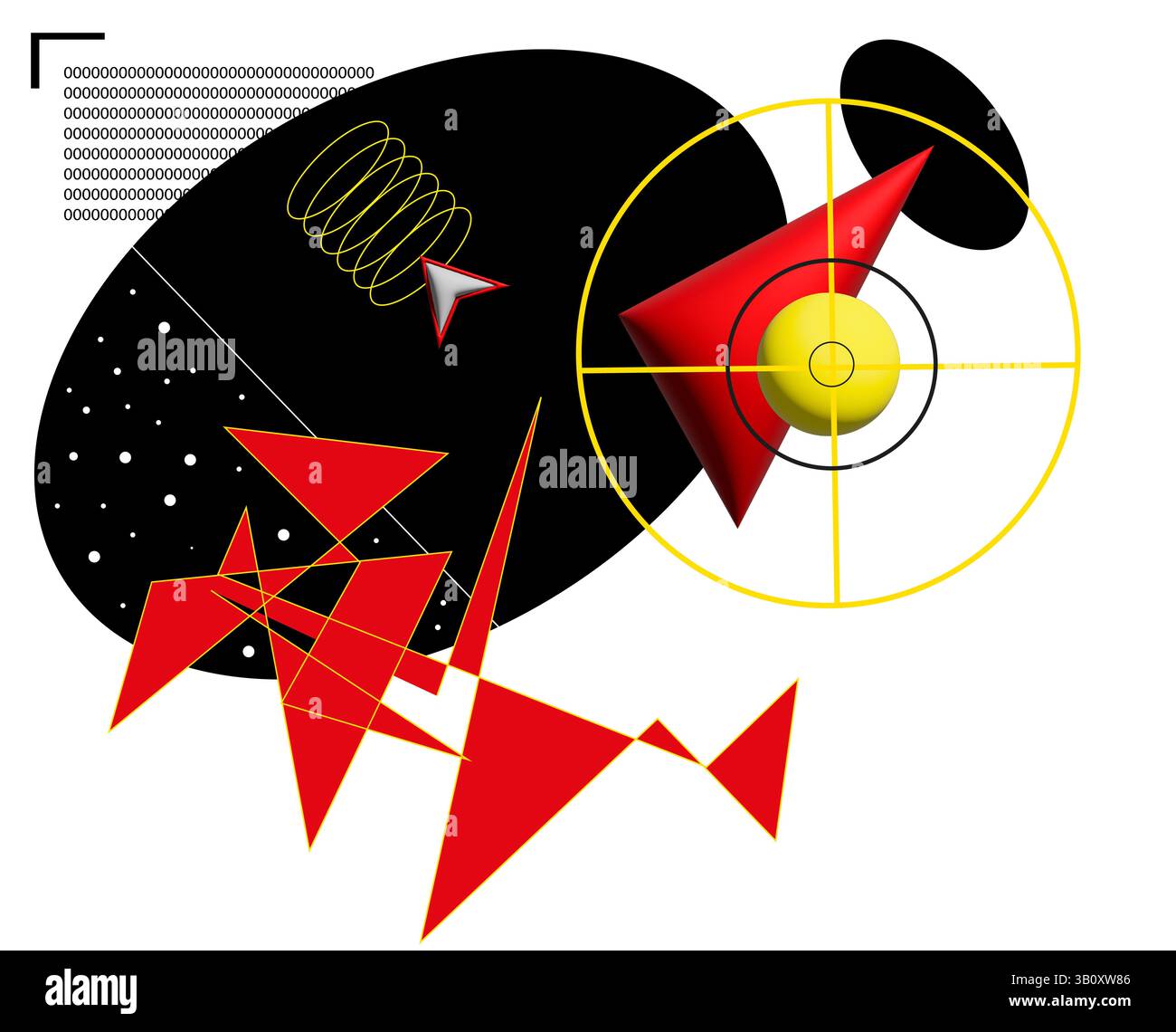 Abstract and geometric artwork combining shapes and primary colors to ...