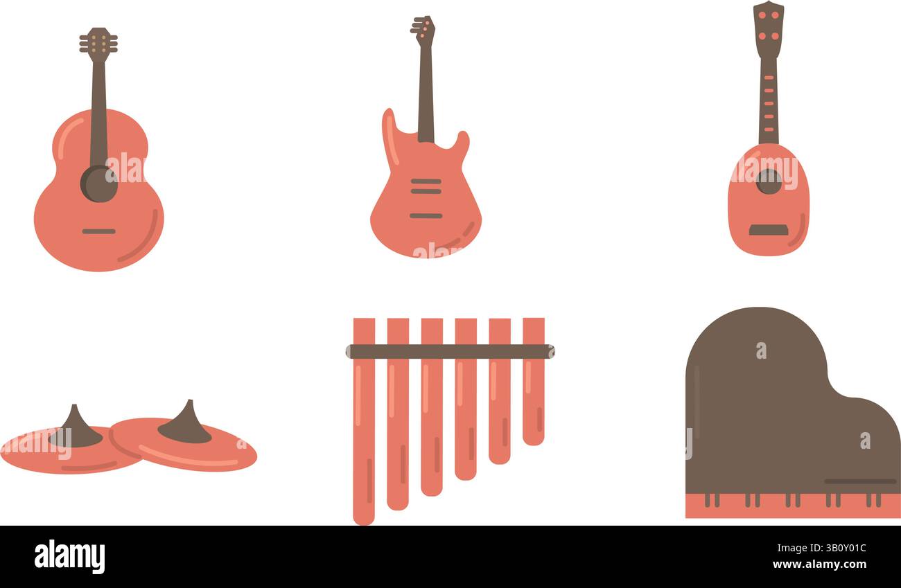 Flat musical instruments icons. Vector illustration Stock Vector Image ...