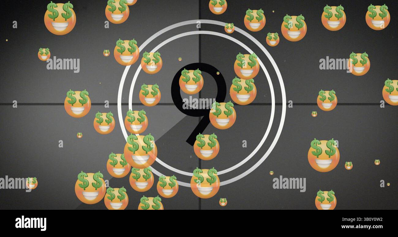 Image of emoji icons over countdown on black background Stock Photo - Alamy