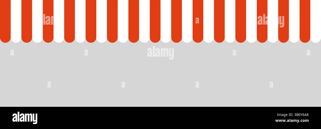 Red and white striped shop awning. Market canopy tent. Sun shade roof. Cafe awning. Shop striped ...