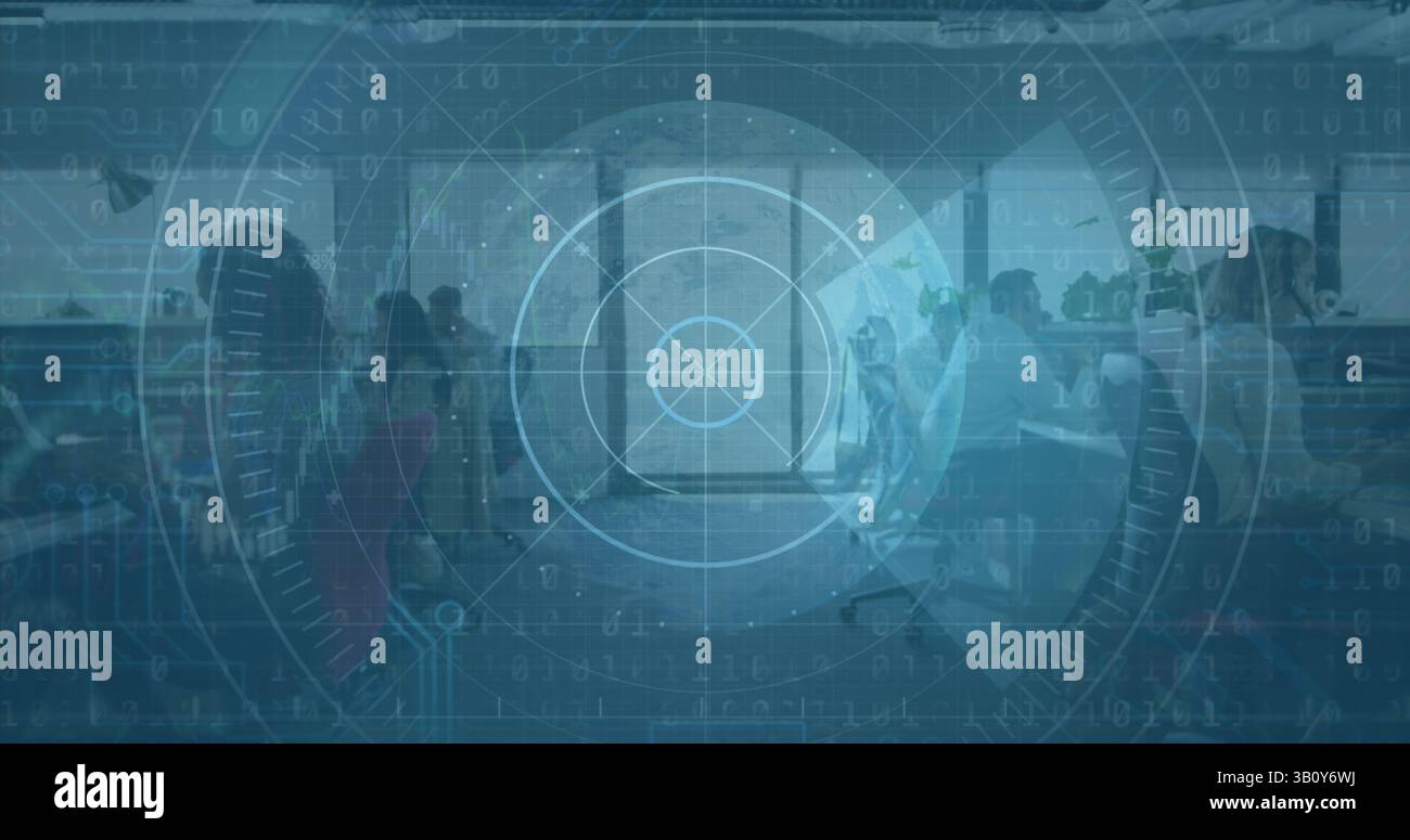 Image of data processing and scope scanning over diverse business ...