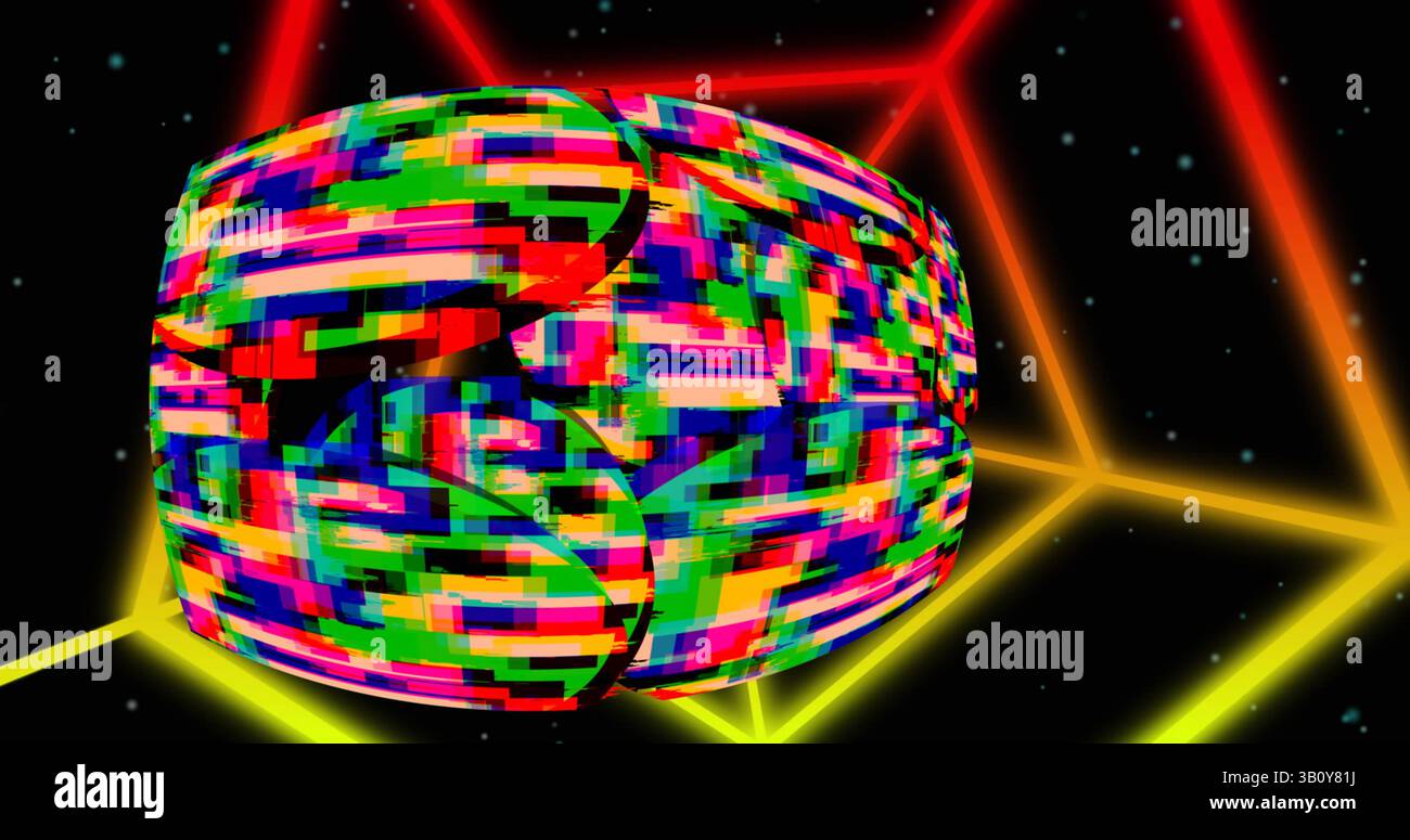 Image of moving shapes on black background Stock Photo - Alamy