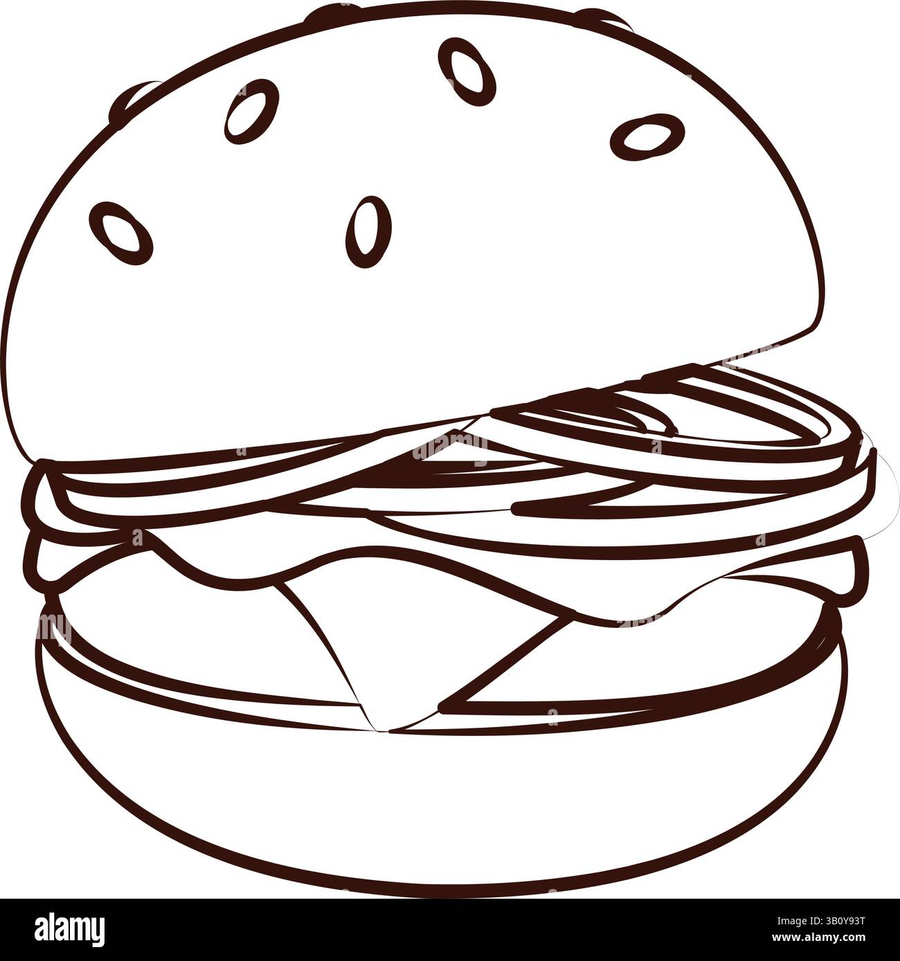 Burger with outline style. Vector illustration Stock Vector Image & Art ...