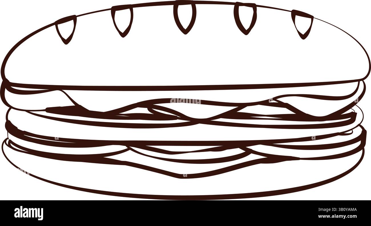 Sub sandwich outline art. Vector illustration Stock Vector Image & Art ...