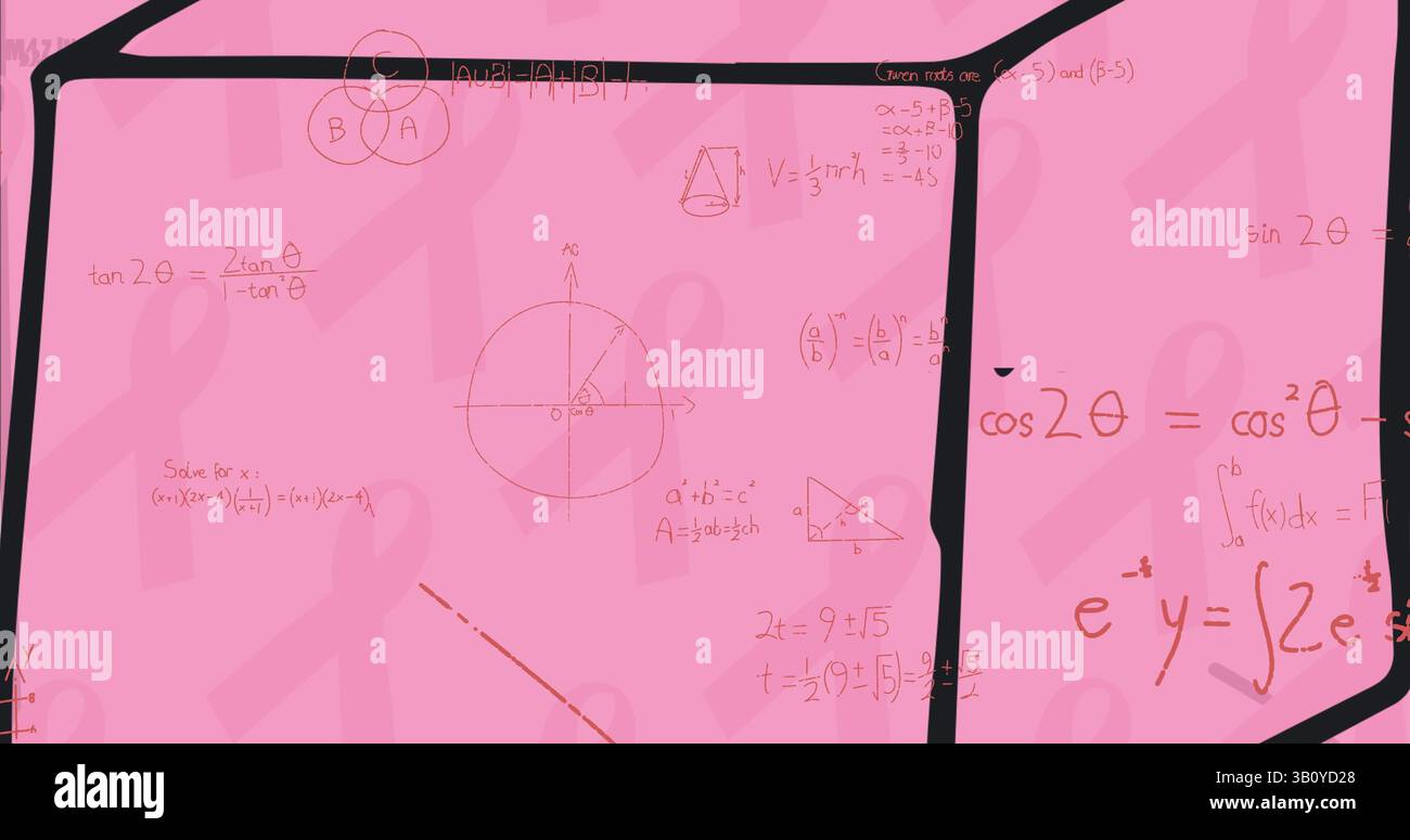Image of mathematical equations on pink background Stock Photo - Alamy