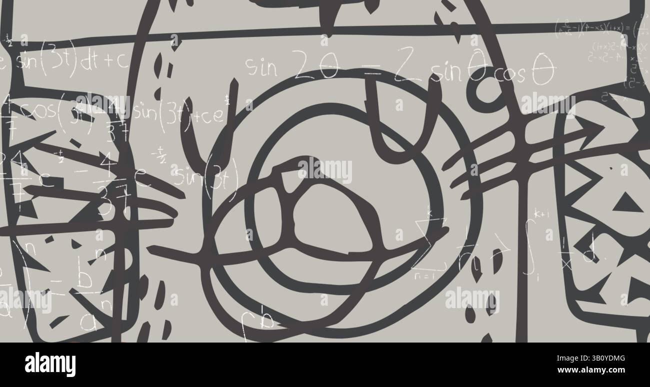 Image of mathematical equations and drawing over green background Stock ...