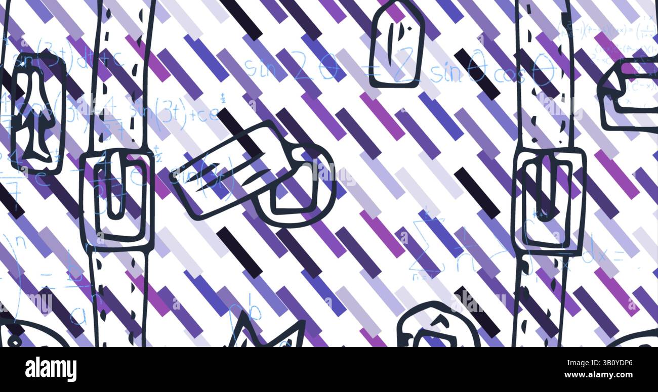 Image of mathematical equations and belts over white background Stock ...