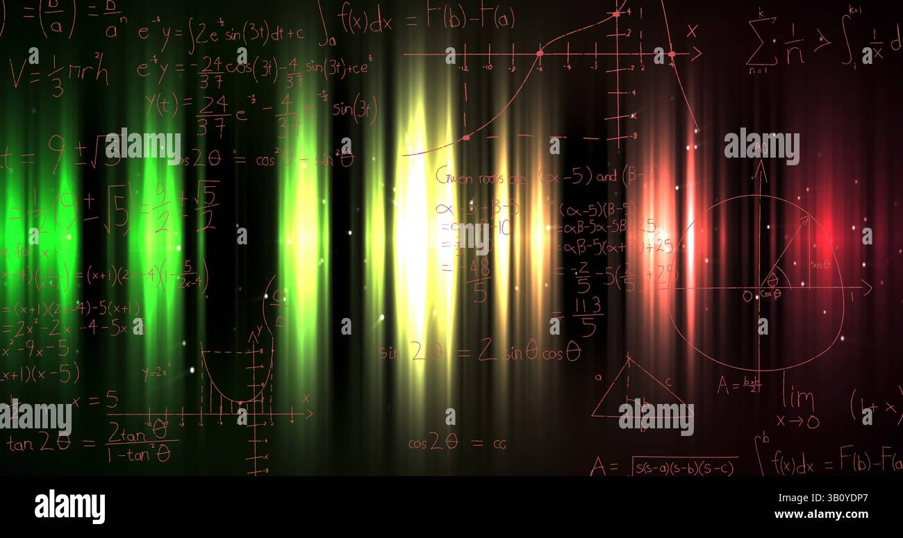 Mathematical equations diagrams against black hi-res stock photography ...