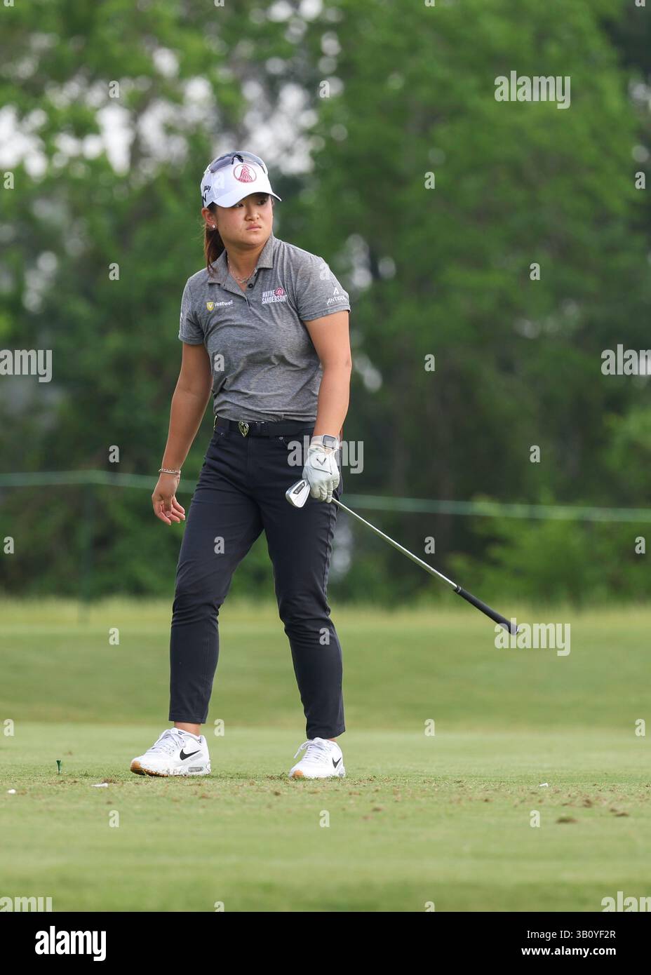 THE WOODLANDS, TX - APRIL 24: Jenny Bae (USA) watches her tee shot on 3 ...