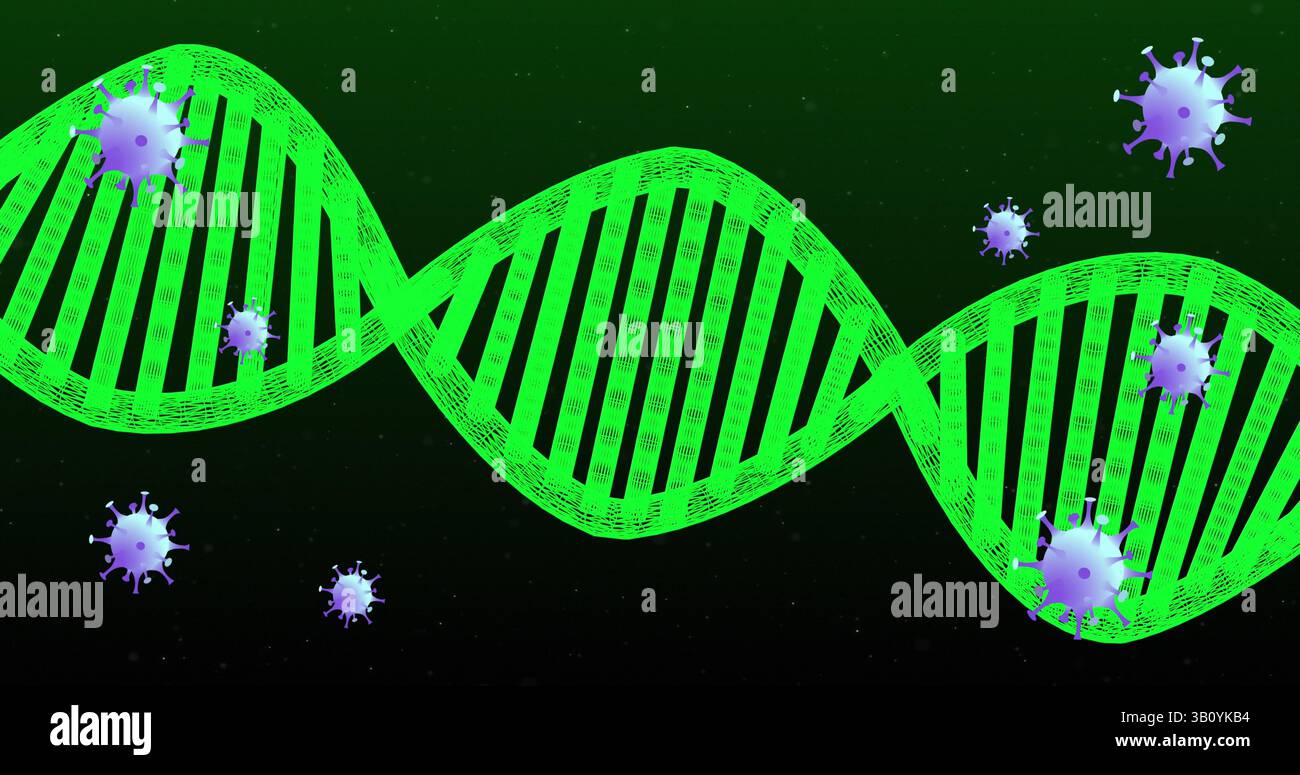Displaying neon green DNA double helix spanning biotech space, with ...