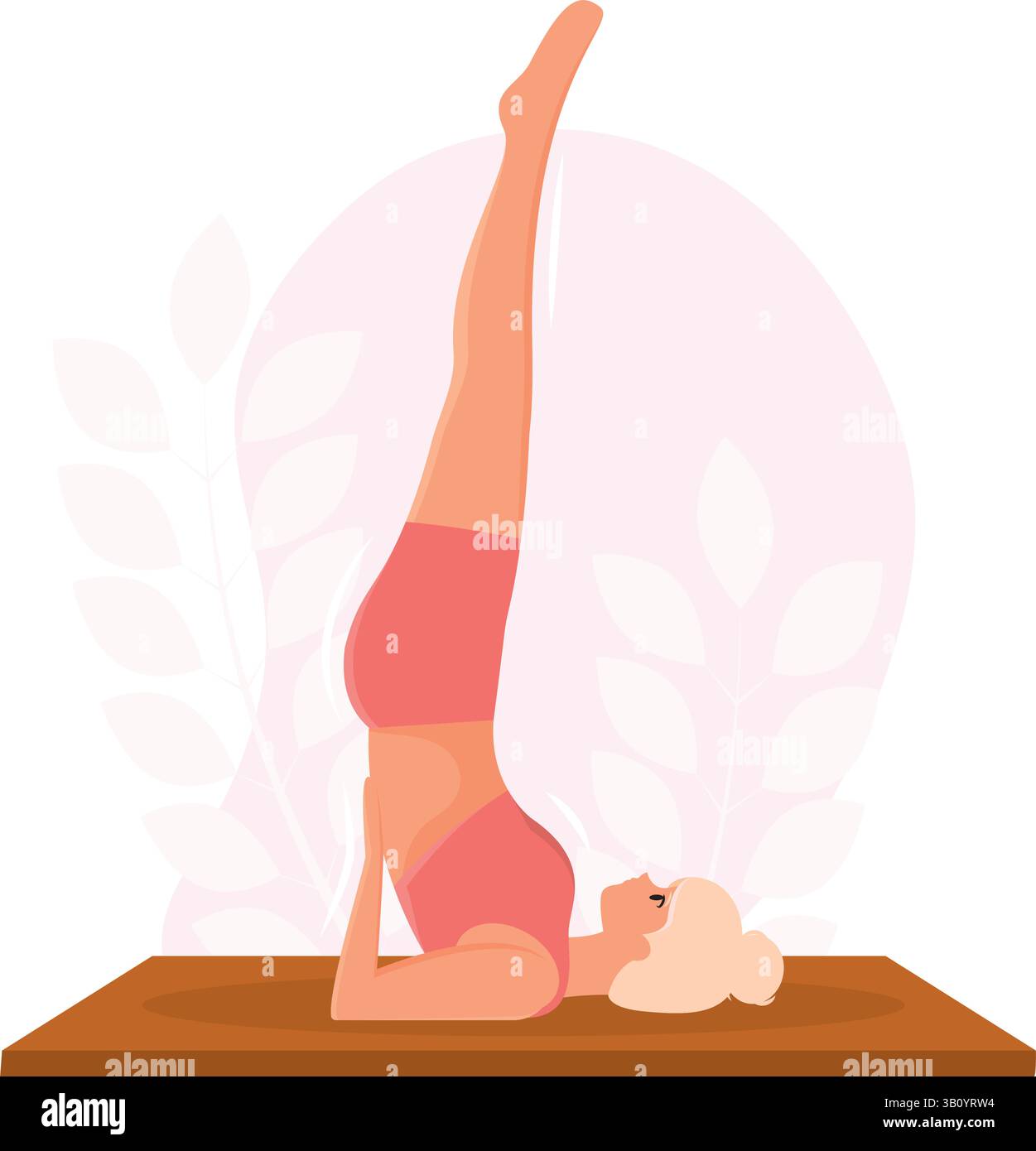 Yoga shoulder stand pose with legs raised and back supported. Vector ...
