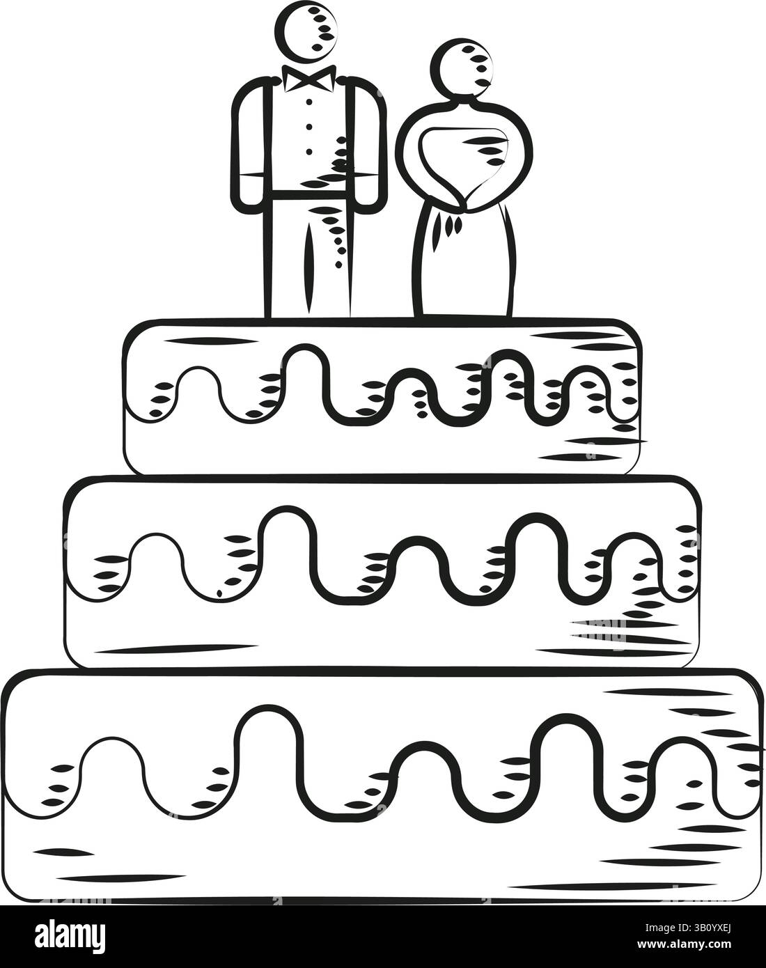 Wedding cake with toppers. Vector illustration Stock Vector Image & Art ...