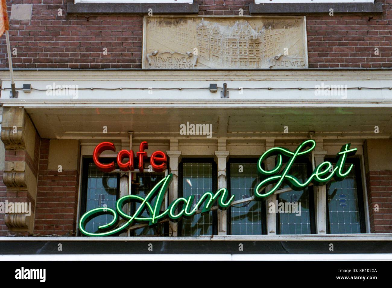 Cafe s Neon Sign. Neon Sign of Cafe Aan Let , above the entrance of the ...