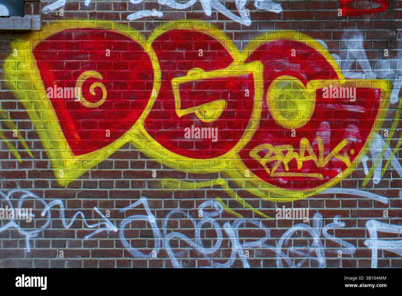 Red and Yellow Mural. Color Contrasted Graffiti and Mural In Delfshaven ...