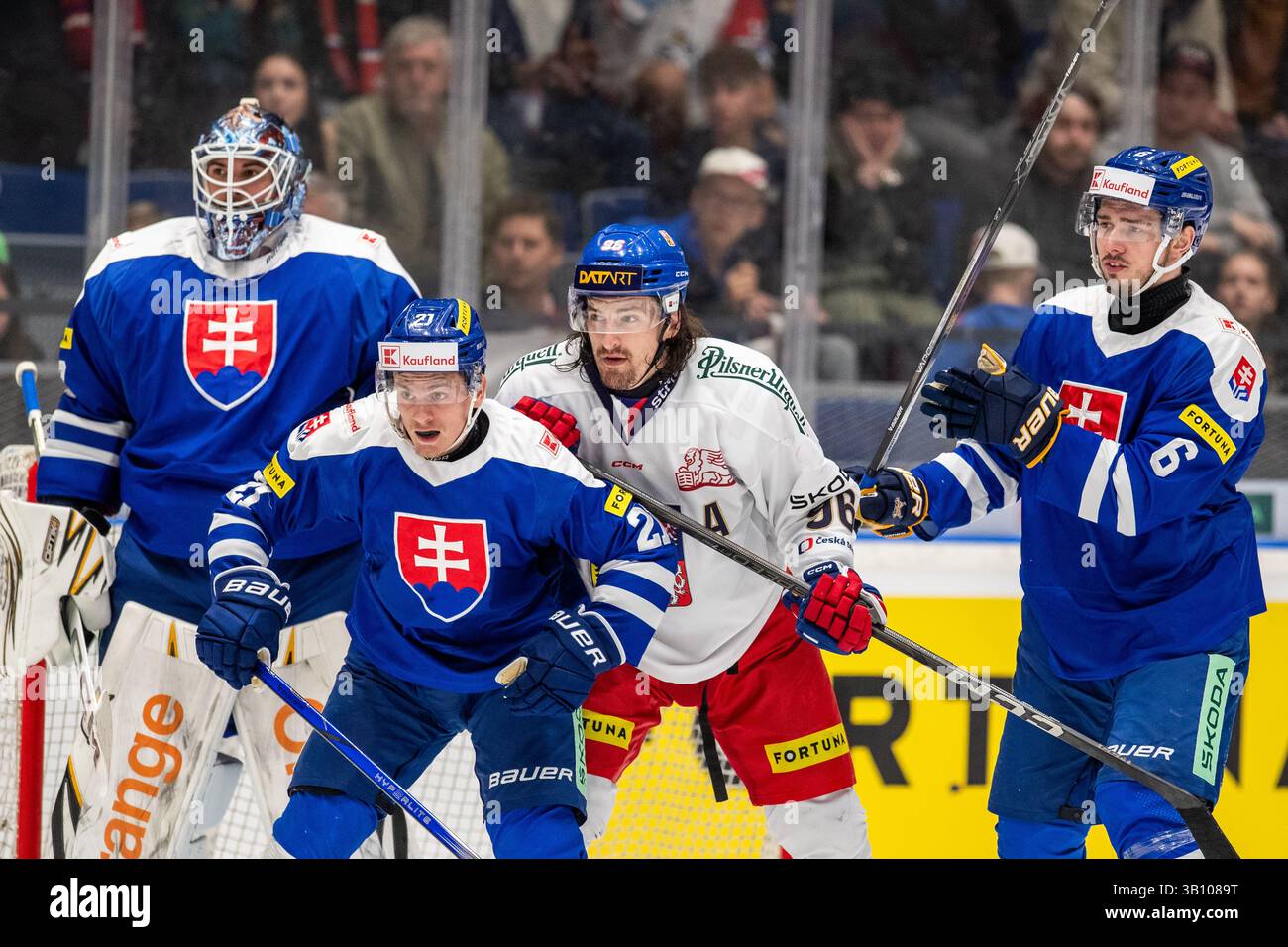 Ostrava, Czech Republic. 24th Apr, 2025. L-R goalkeeper Adam Huska (SVK ...