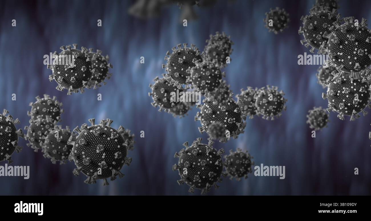 Floating spherical virus particles drifting in microscopic fluid with ...
