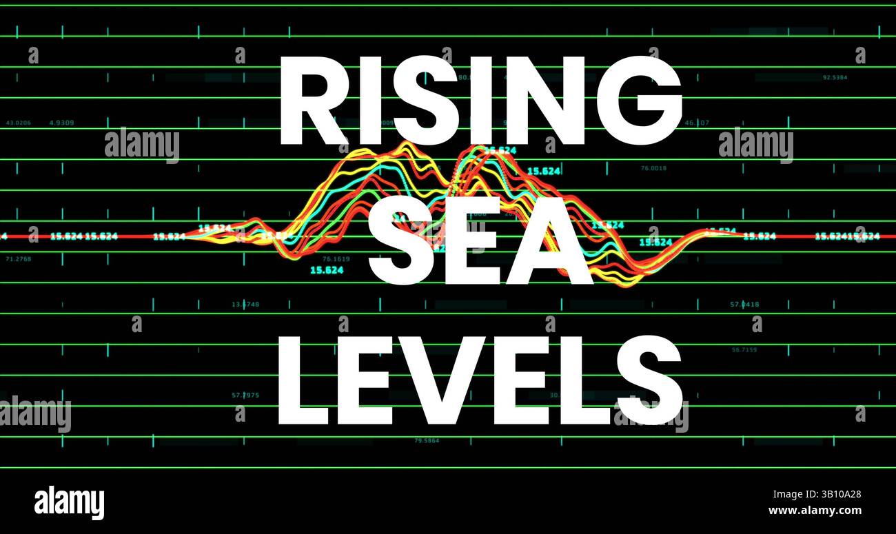 Image of rising sea levels over financial graph Stock Photo - Alamy