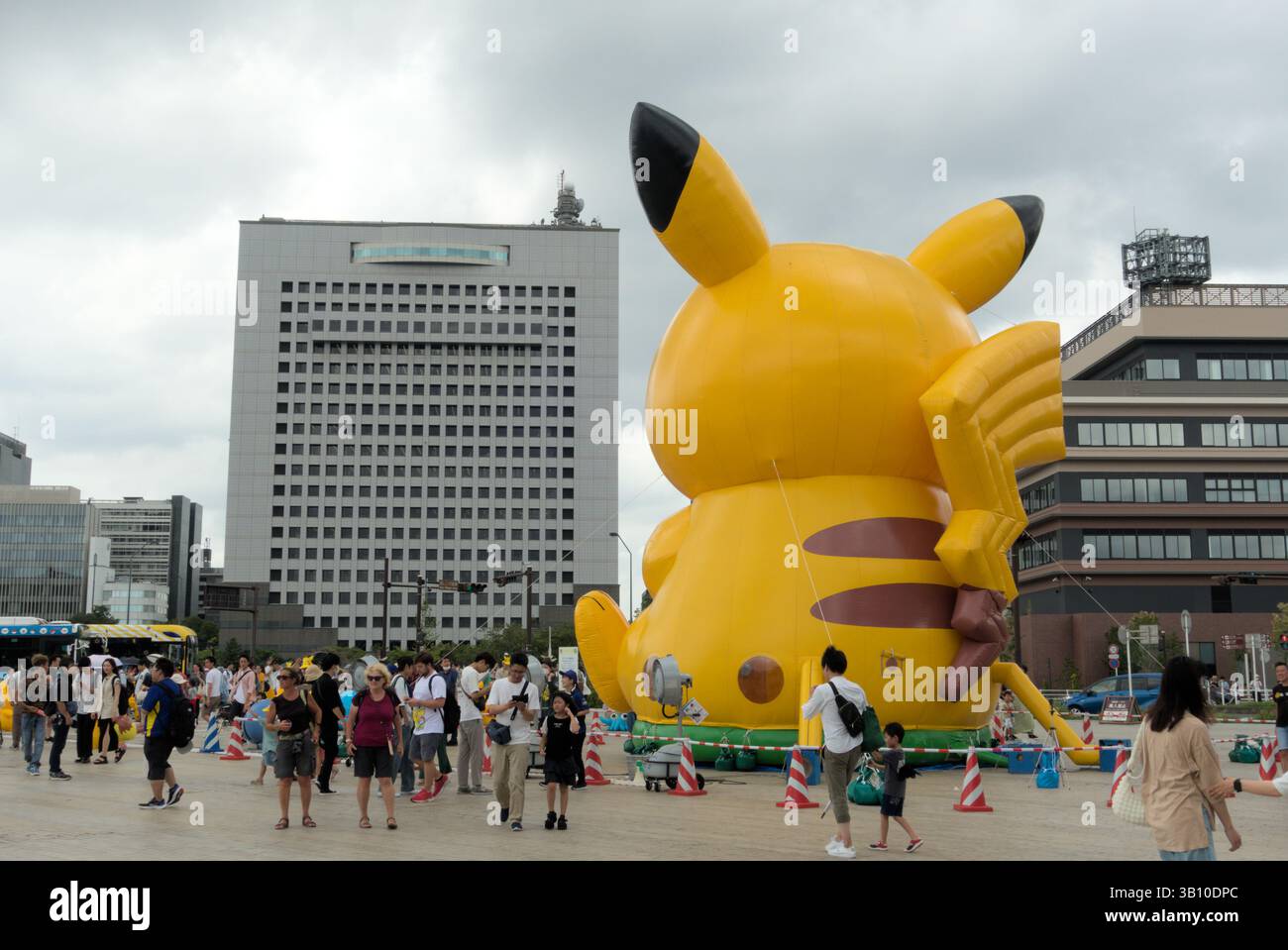 YOKOHAMA, JAPAN - August 13th, 2023: Giant inflatable Pikachu at the Yokohama Red Brick ...