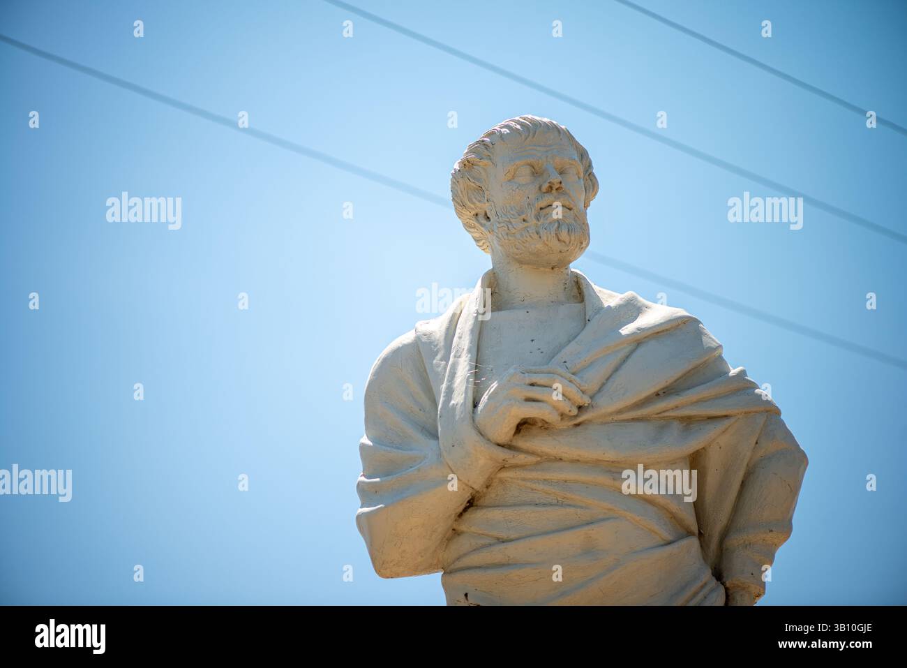 A detailed close-up of an Aristotle sculpture, highlighting the ...