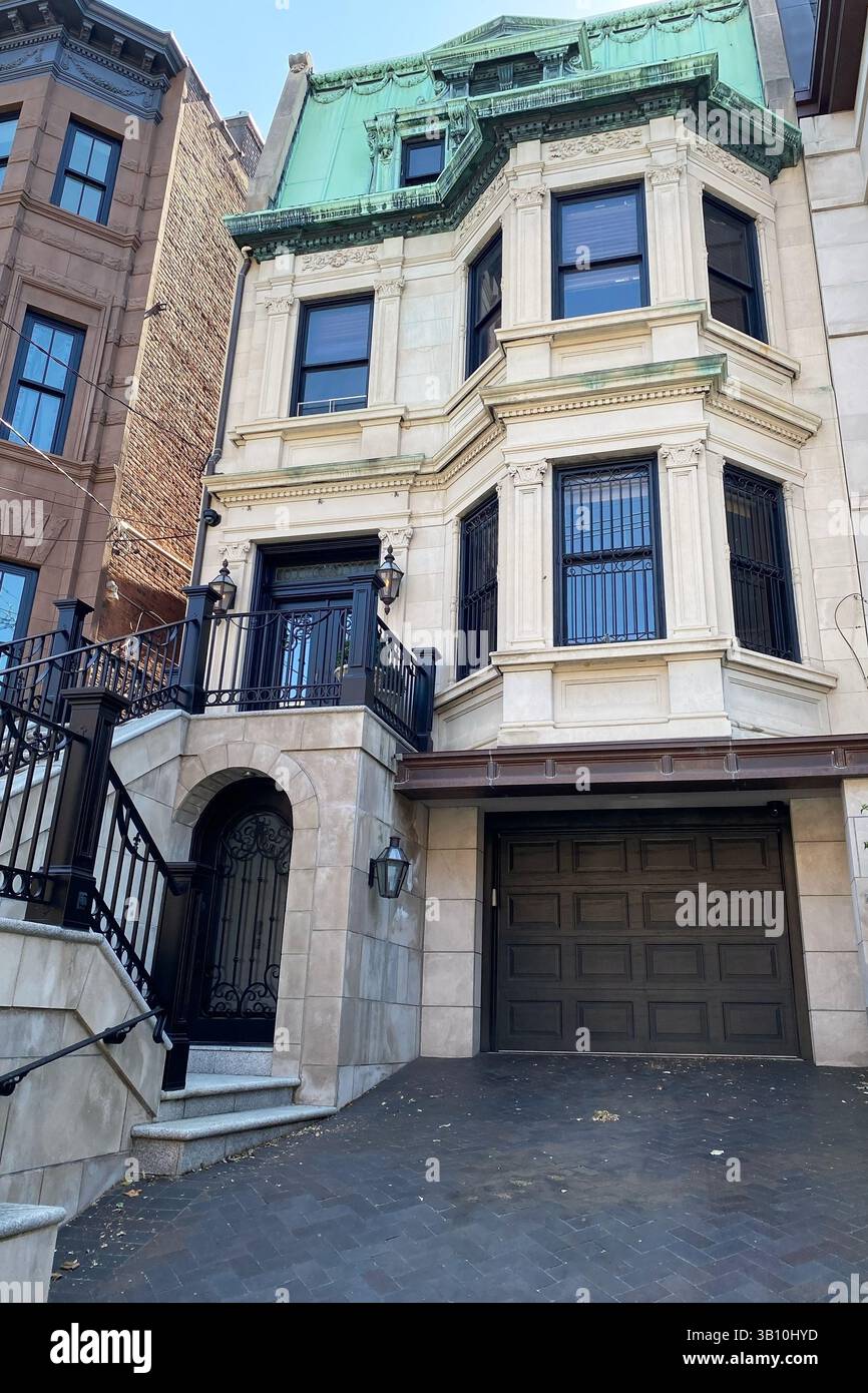 Classic brownstone buildings in New York with historic architecture and ...