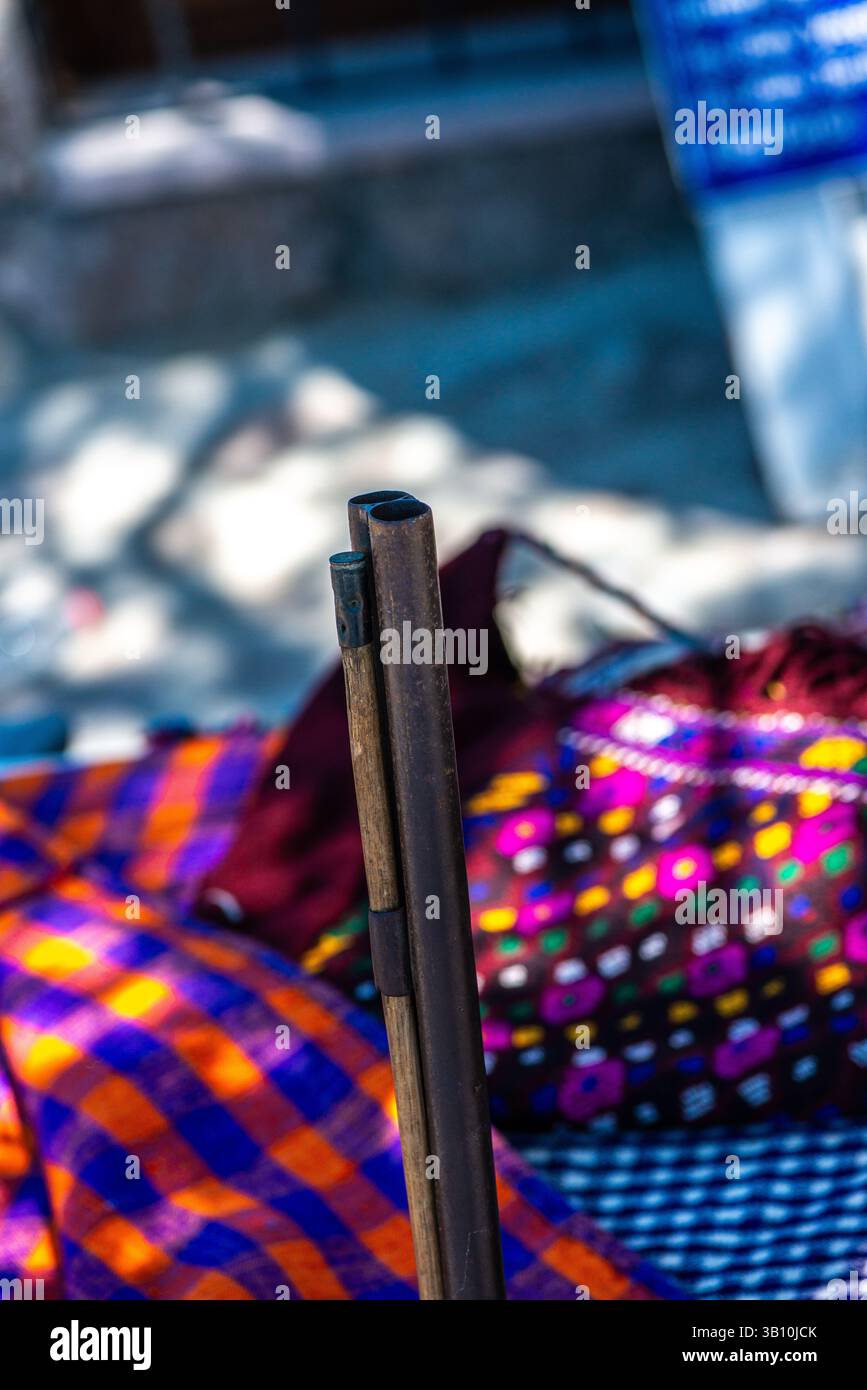 A detailed view of a traditional rifle, showcasing its craftsmanship ...