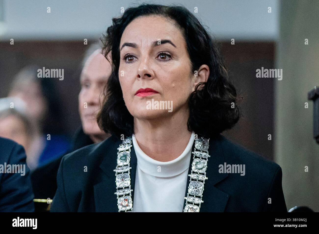 FILE - Amsterdam Mayor Femke Halsema attends a ceremony at the ...