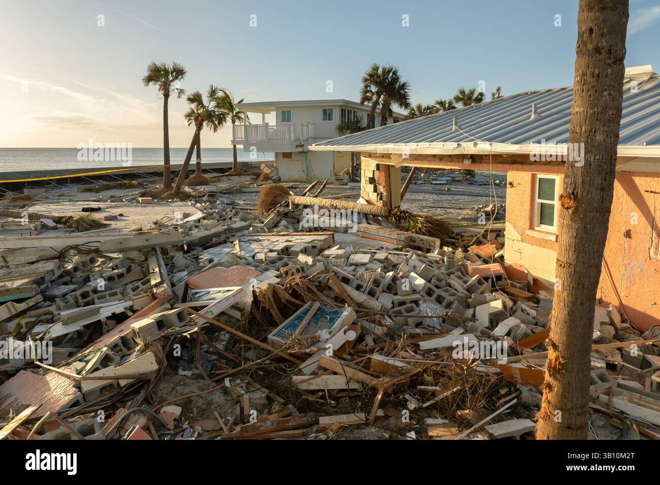 Destroyed house on ocean shore. Hurricane Milton consequences on ...