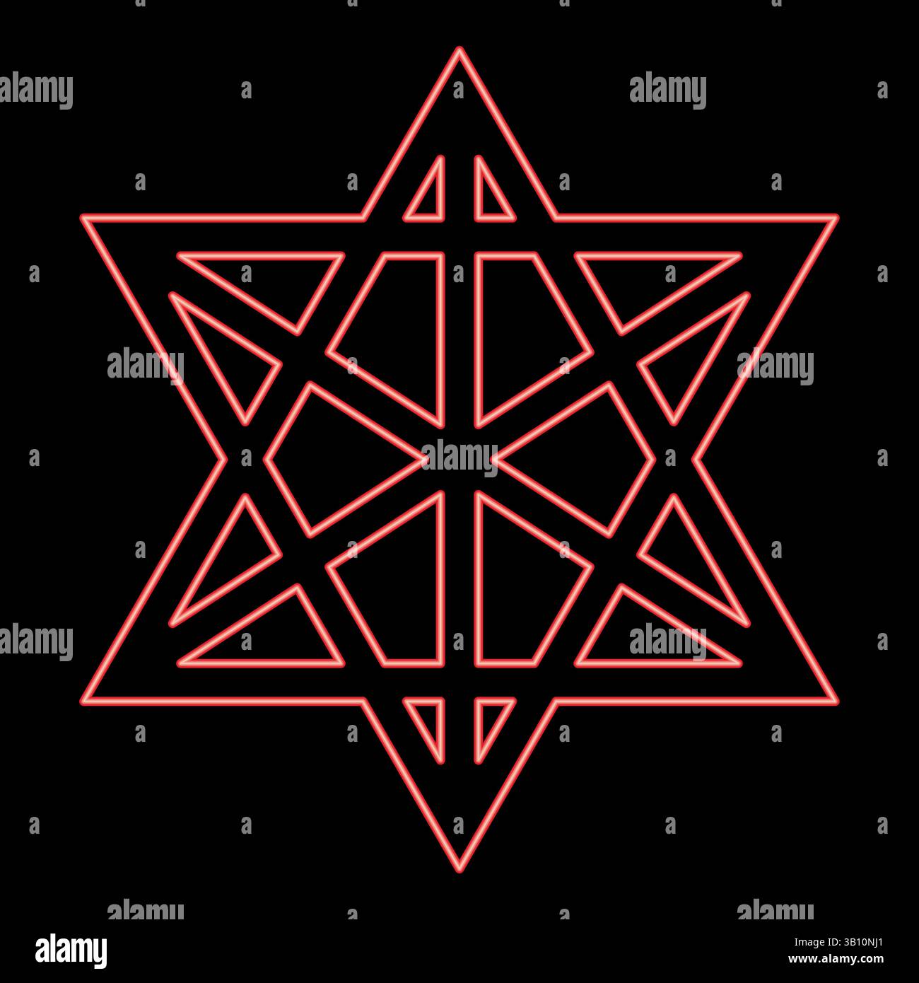 Neon metatron cube Sacred geometry red color vector illustration image ...
