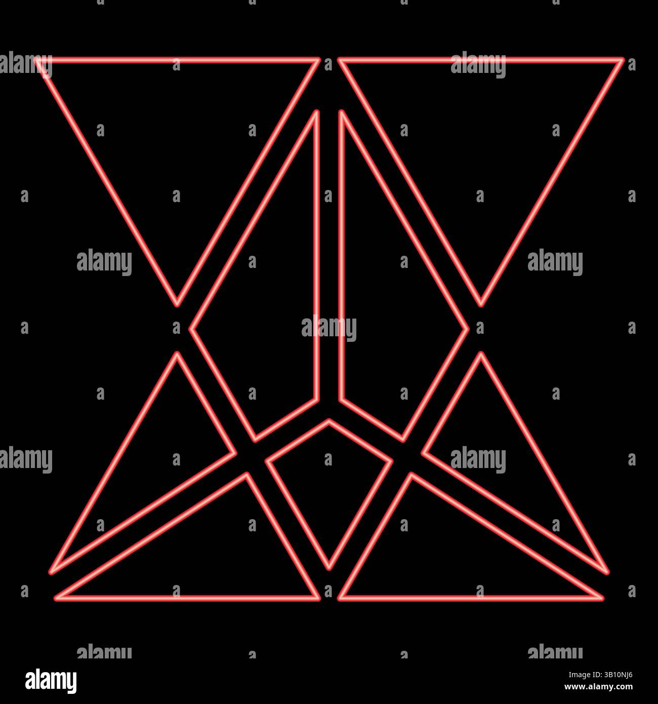 Neon star tetrahedron Sacred geometry red color vector illustration ...