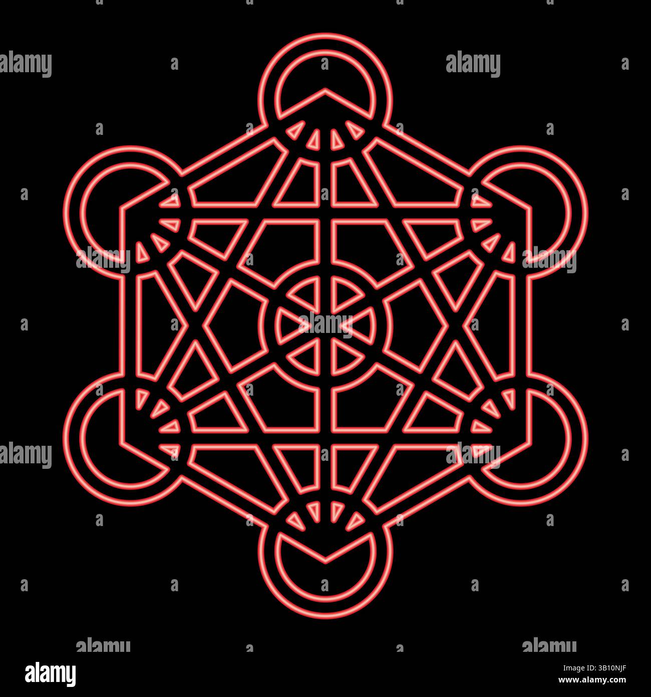 Neon metatron cube Sacred geometry red color vector illustration image ...