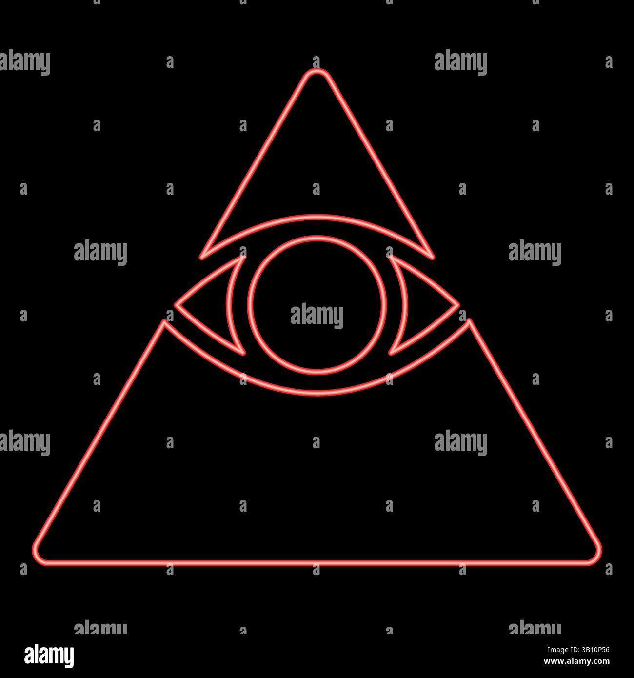 Neon kao Give all seeing eye in pyramid in triangle Illuminati symbol ...