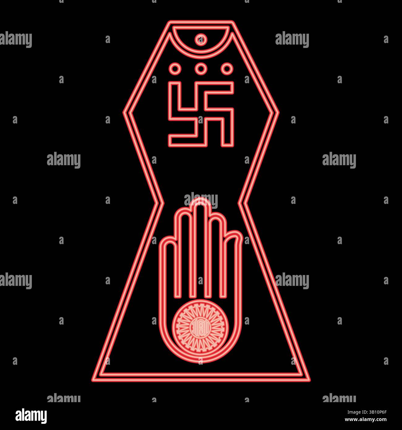Neon symbol Jainism emblem Jain Prateek Chihna Hand Akhimsa Ahimsa arm ...