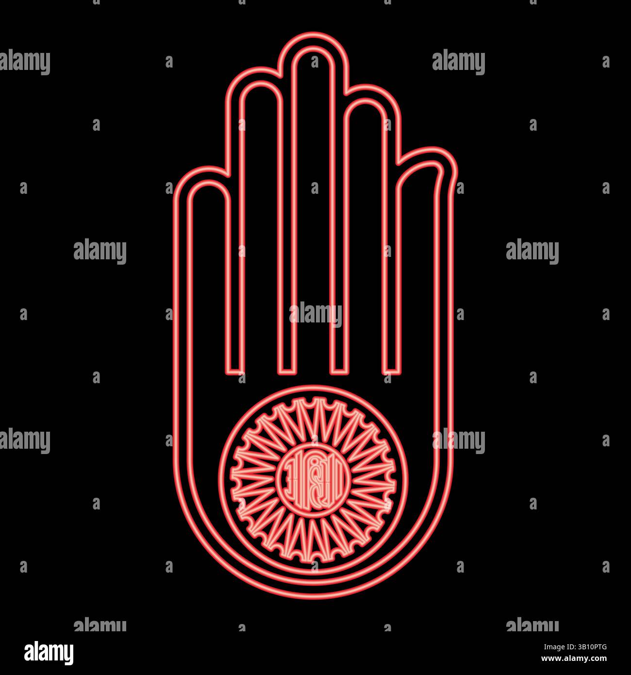 Neon hand Akhimsa Ahimsa arm Jainism Jain religion symbol Dharma Ahinsa ...