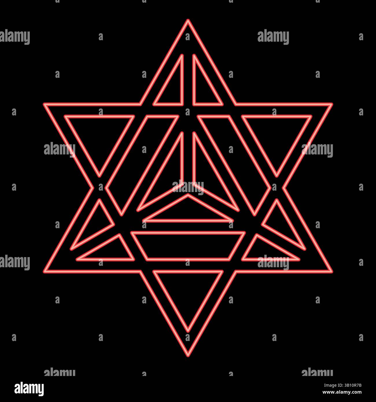Neon star tetra Sacred geometry symbol red color vector illustration ...
